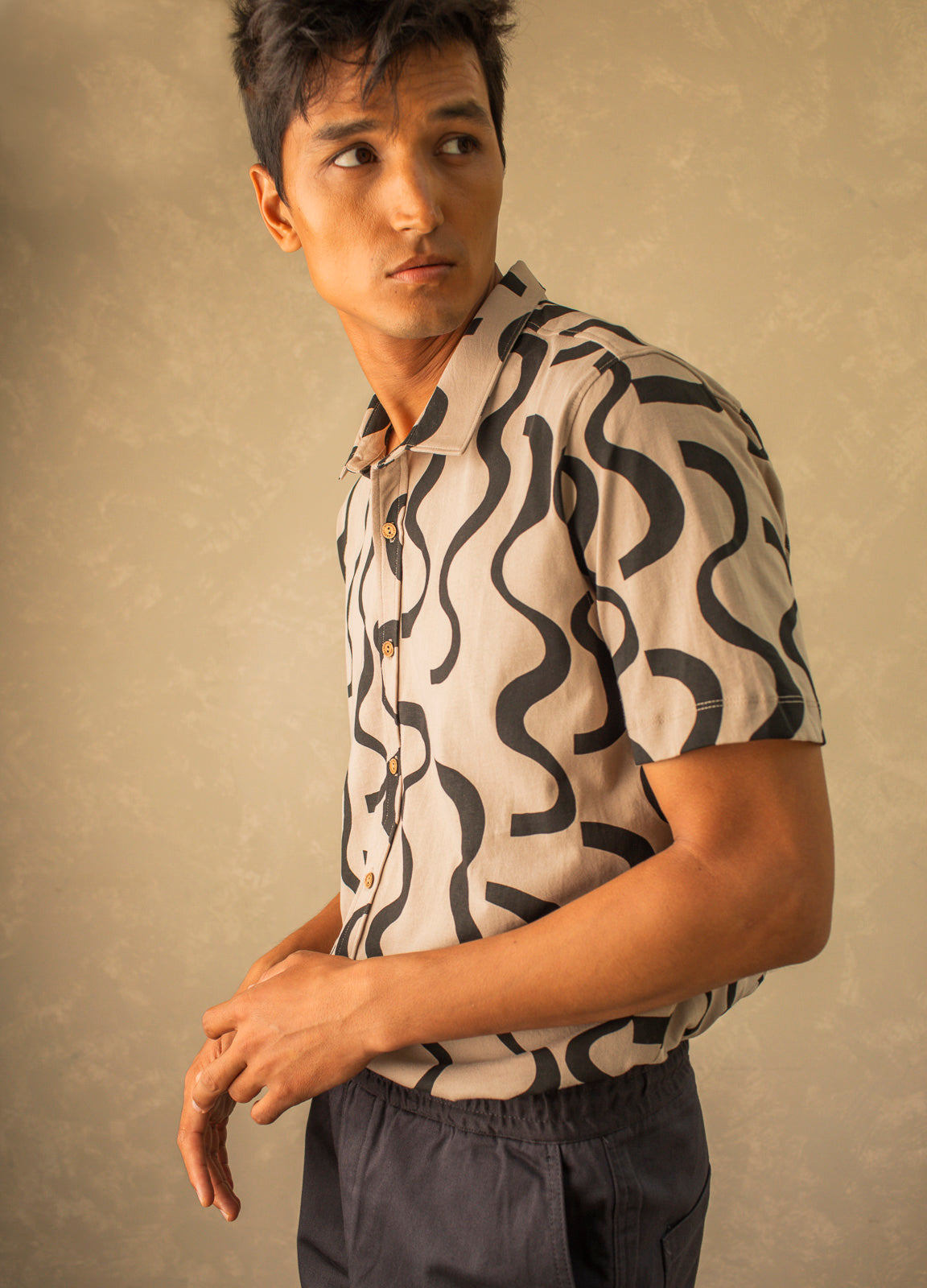 Ripple Half-Sleeve Shirt-Shirts