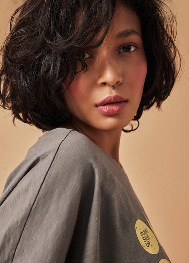 Sunny Grey Egg Print Organic Cotton Oversized T Shirt For Women Online ...