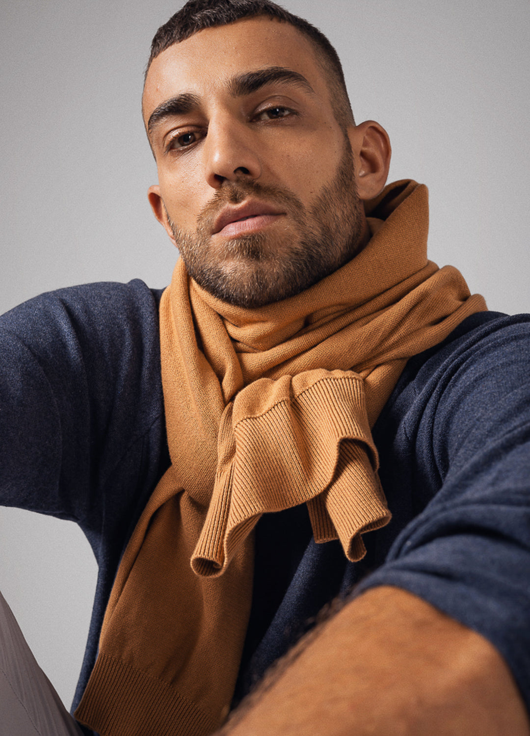 Buy No Nasties Sustainable Almond Knitted Winter Neck Scarf For Men Online